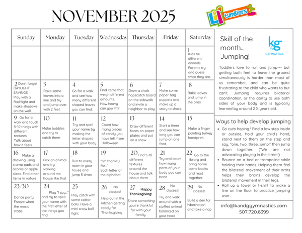 November Preschool Calendar