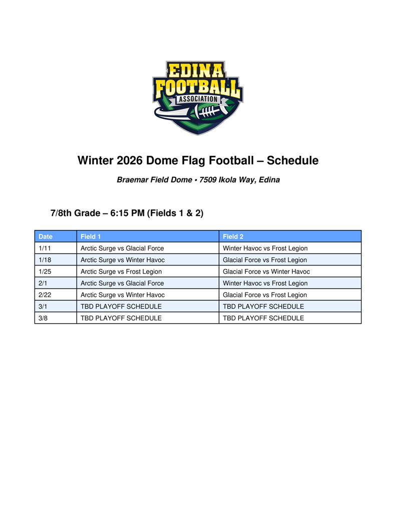 Winter Schedule
